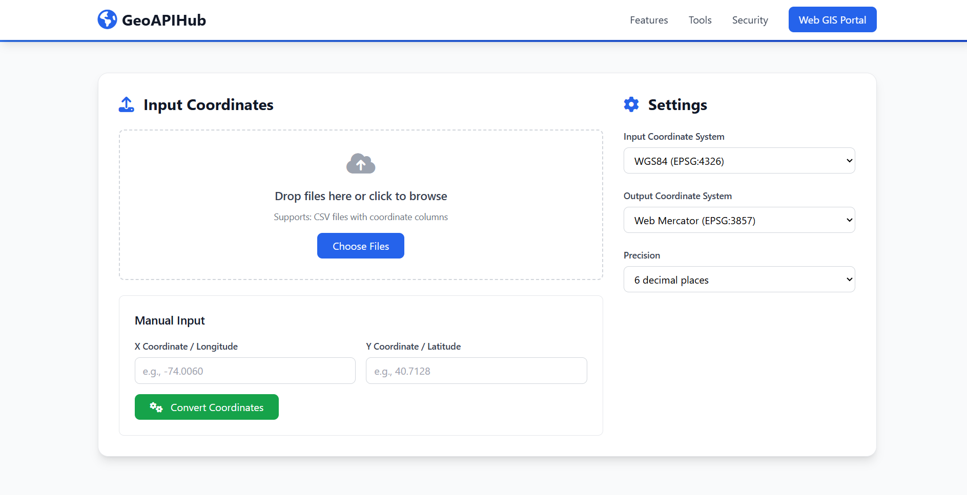 Coordinate Conversion Tool - GeoAPIHub